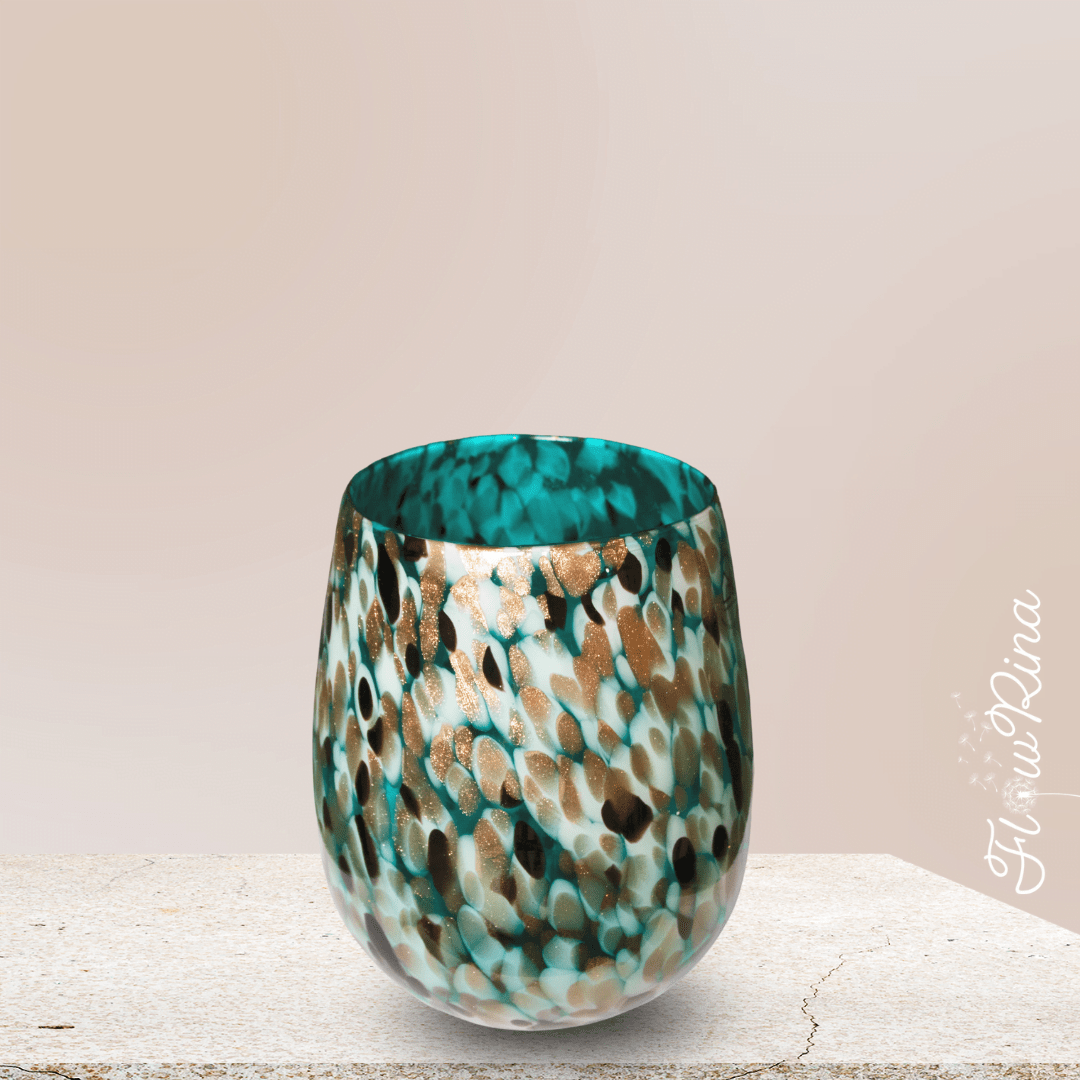 Blauwe vaas - Leia aqua blauwe vaas - Flowrina
